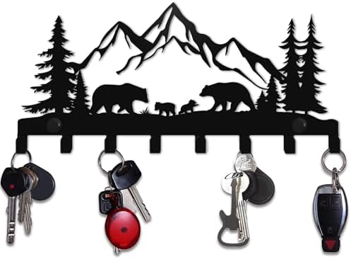 Amazon.com: Ajqiomh 4Pcs Black Bear Decor Key Hook Cabin Decor Coat ...