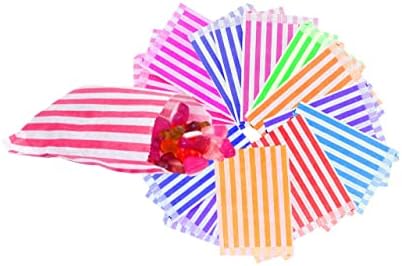100 Candy Stripe Bags, Recyclable Striped Sweet Bags Sweets Candies ...