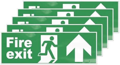YIKIADA Fire Exit Sign Up Arrow 300 × 100 mm Self Adhesive Plastic ...