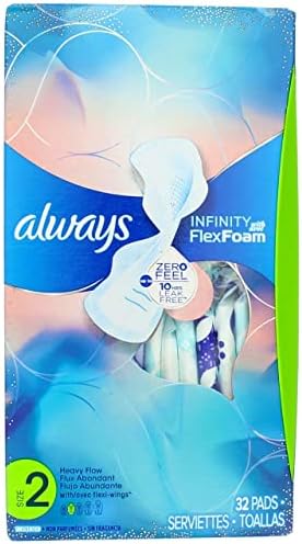 Amazon.com: Always Infinity Size 2 Super Pads with Wings, Unscented, 32 ...