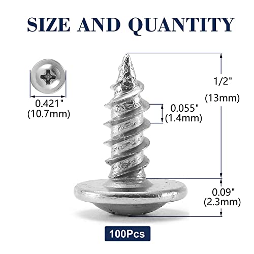 Snapklik.com : #8 X 1/2 Wood Screw 100Pcs 410 Stainless Steel Standard ...