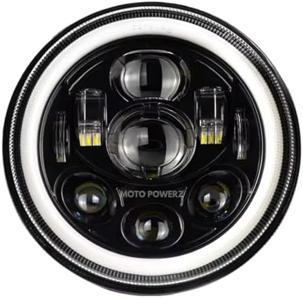 Moto Powerz 7 inch Headlight Full Ring DRL Light 45W | HJG® Projector 9 ...