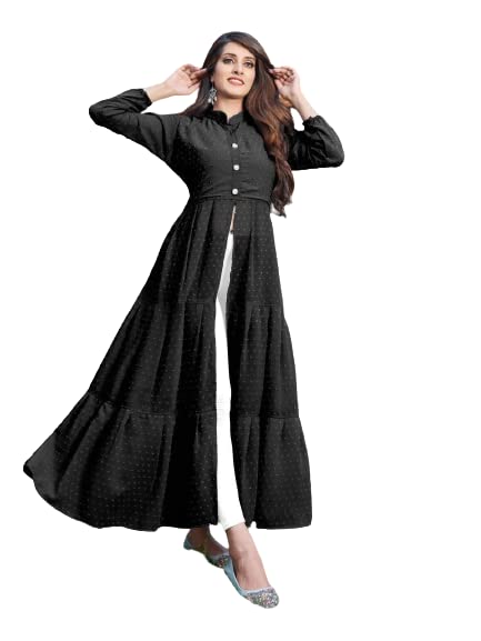 Buy SARINKU Women's Slit Kurti Georgette Front Open Kurti for Women ...