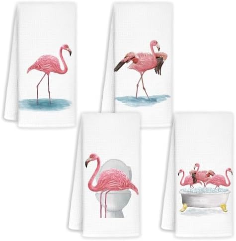 Amazon.com: FuWeave 6 Pcs Flamingo Kitchen Towels Flamingo Dish Towels ...