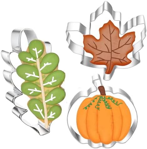 Amazon.com: 3 Pcs Fall Leaves Cookie Cutters, Large Size 3.2" to 4.5 ...