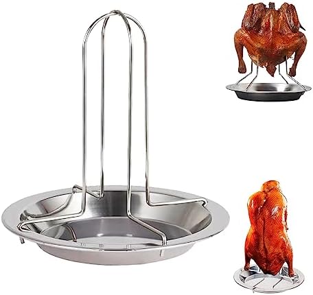 Chicken Roaster Rack Vertical Roaster Holder with Drip Pan Stainless ...