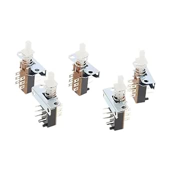5 Pcs 6 Terminals Spring Loaded SPST Latching Power Push Button Switch ...