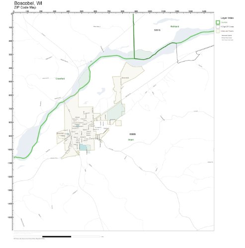 ZIP Code Wall Map of Boscobel, WI ZIP Code Map Laminated: Amazon.com ...