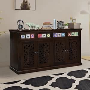 SONA ART & CRAFTS Solid Sheesham Wood Sideboard with 4 Drawers Tv Cabinet for Living Room | Free ...