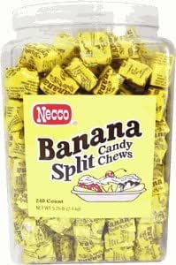 Amazon.com : Necco Banana Split Candy Chews Tub 240ct. : Taffy Candy ...