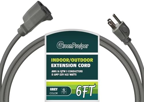 Amazon.com: 16/3 White Indoor Outdoor Extension Cord 6 Ft Waterproof ...