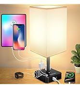 COZOO 3 Way Dimmable Touch Bedside Table Lamp with 3 USB Charging Ports ...