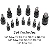 CASOMAN 25 Piece Torx Bit Socket and Female External Socket Set, 13 Star Socket Bits (T8- T60 ...