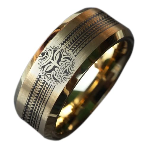 Amazon.com: Hawaiian Face Ring Polynesian Wedding Band Tiki King Totem ...