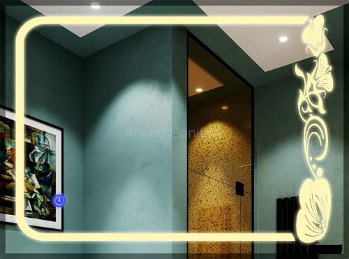 Buy ARANAUT Rectangular Shaped Mirror, LED Illuminated Vanity Mirror with Touch Sensor, Wall ...