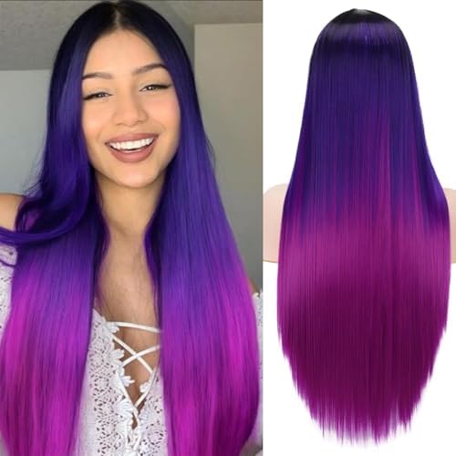 Amazon.com : Sabosi Long Straight Ombre Wigs for Women Mermaid Wig ...