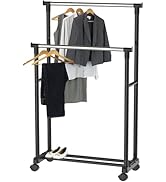Amazon.com: Simple Houseware Heavy Duty Double Rail Clothing Garment ...
