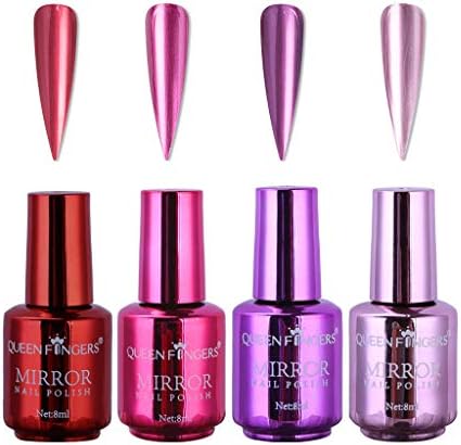 Amazon.com : 4 Pcs Mirror Effect Nail Polish Set, Plating Chrome Bright ...