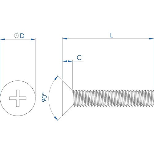 M6 (6mm x 30mm Incl Head) Pozi Countersunk Machine Screws – A2 Grade ...