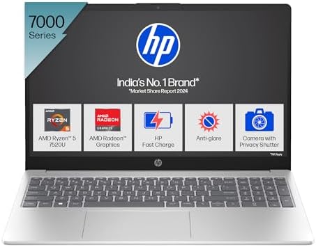 HP Laptop 14, AMD Ryzen 5 7520U, 14-inch (35.6 cm), FHD, 8GB LPDDR5 ...