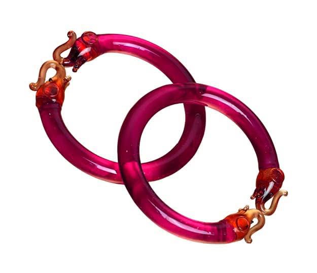 Buy The Golden Cascade Rani Color Elephant Design Glass Kada for Women ...