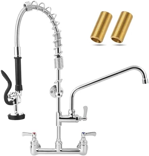 GIMILI Commercial Kitchen Faucet Wall Mount with Pre-Rinse Sprayer 8 ...