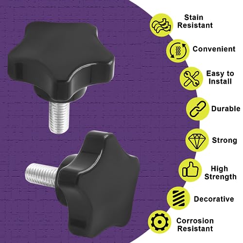 Snapklik.com : 2 Pieces M8 X 25mm Thread Star Knobs, Plastic Star ...