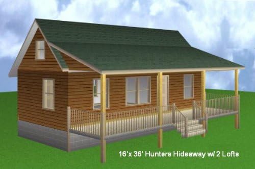 Amazon.com - 16x36 Cabin w/ 2 Loft Plans Package, Blueprints, Material ...
