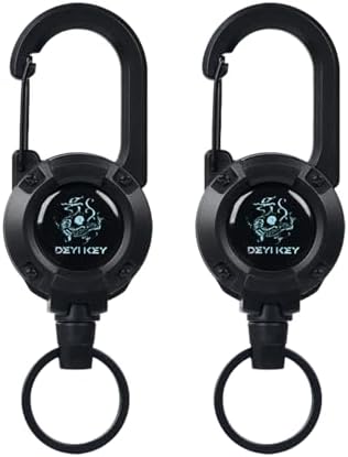 2-Pack Retractable Keychain with Steel Cable - Anti-Loss Retractable ...