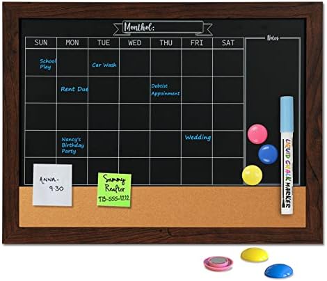 4 THOUGHT Chalkboard and Cork Board Combo Calendar, 30 x 40 cm Bulletin ...