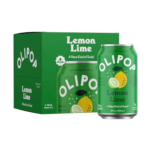 OLIPOP Prebiotic Soda Pop, Lemon Lime, Prebiotics, Botanicals, Plant ...