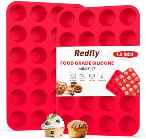 Amazon.com: Redfly Silicone Mini Muffin Pan, 24 Cup Cupcake Pans & Egg ...