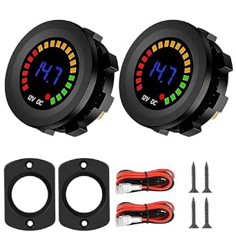 2PCS Battery Meter, Waterproof DC 12V Voltmeter Waterproof LED Digital ...
