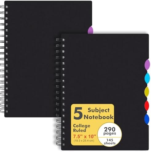 Amazon.com : EOOUT A5 Subject Spiral Notebooks with Tabs, 8.3 x 5.5 ...