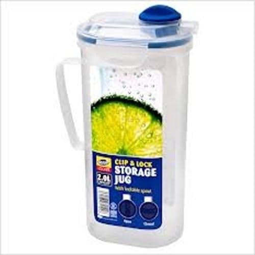 2 x 2 Litre Clip & Lock Plastic Juice Drinks Jugs Storage Kitchen Party ...