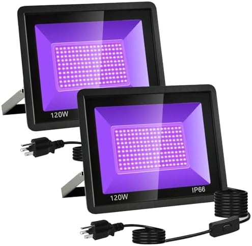 Gosle 2pack 120W LED Black Light, IP66 Waterproof, Black floodlight ...