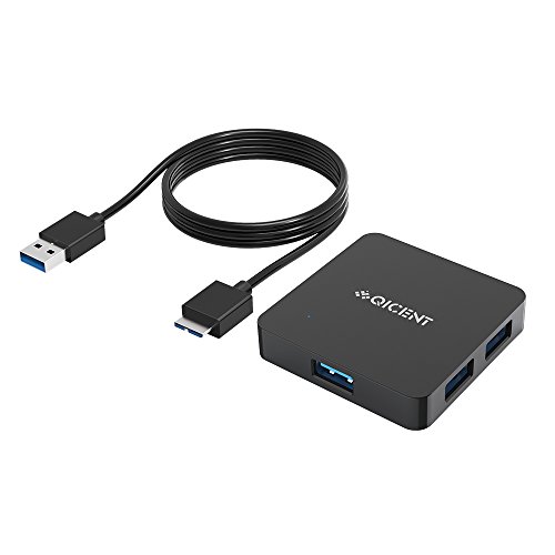 QICENT 4 Ports Mini USB 3.0 Hub 5V Mirco B Power Supply with Super ...