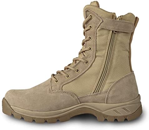 Tan Army Boots For Menn Men's Military Tactical Boots With Zipper For
