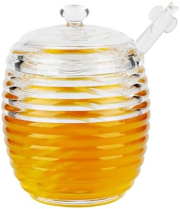 GuDoQi Honey Jar with Dipper and Lid, 250ml Glass Honey Pot, Syrup ...