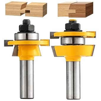 SOUJOY 1/2-Inch Shank 2 Set Bevel Shaker Rail and Stile Router Bits ...