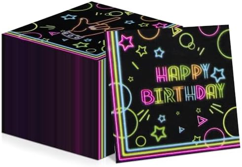 Amazon.com: Glow Party Supplies,40Pcs Glow Party Napkins Neon Birthday ...