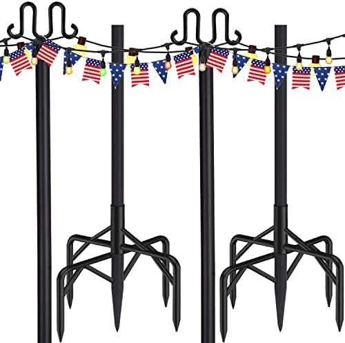 Amazon.com: String Light Poles-2Pack 4Ft Steel Poles with Fixing Clips ...