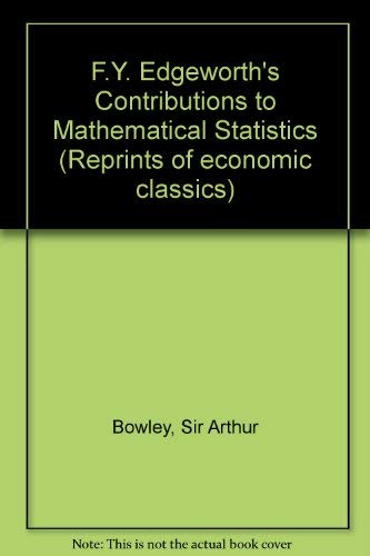 Amazon.com: F.Y. Edgeworth's Contributions to Mathematical Statistics ...