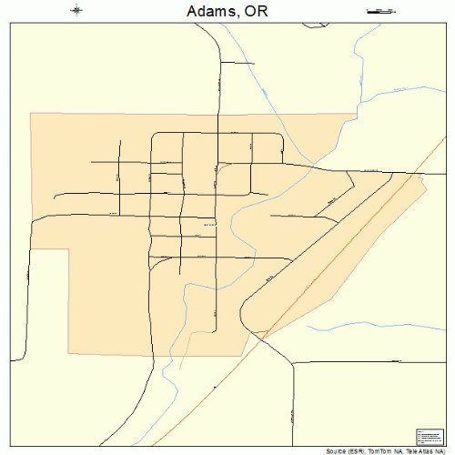 Large Street & Road Map of Adams, Oregon OR - Printed poster size wall ...