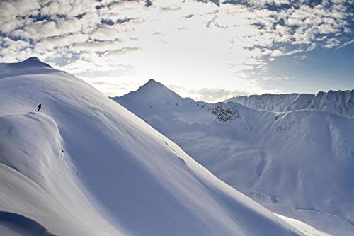 Man Backcountry Skiing in Powder Snow at Wolverine Bowl Turnagain Pass ...