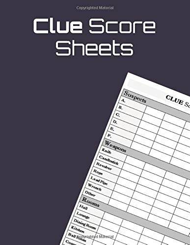 Clue Score Sheets Clue Score Sheet Record Clue Scoresheet Clue ...