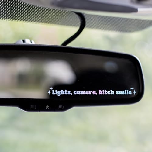 Amazon.com: 2 x Rear View Mirror Decal - Lights, Camera, Bitch Smile ...