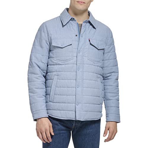 Levi's Men's Lightweight Quilted Shirt Jacket, Chambray | Amazon price ...