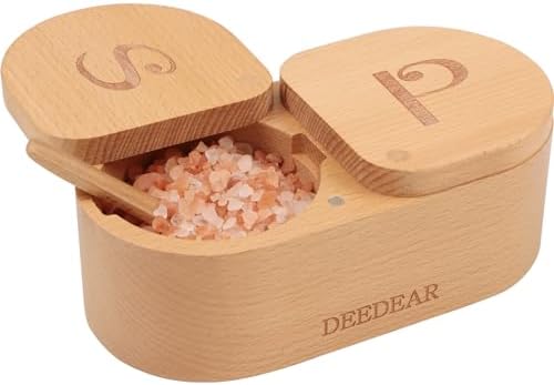 Amazon.com: Wooden Salt Box Divided with Magnetic Swivel - 2 ...