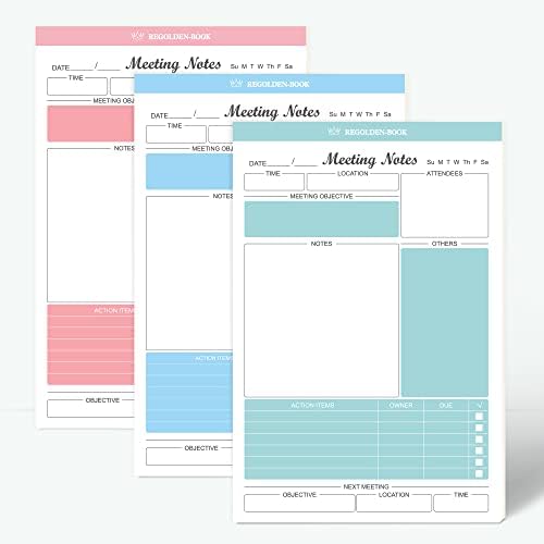 Amazon.com : Regolden-Book 3 Pack Meeting Notes Notepad for Work ...
